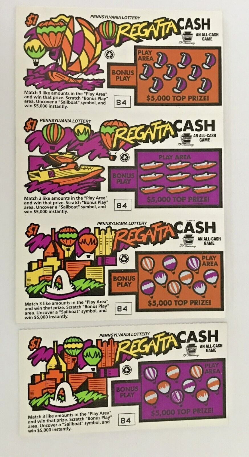 Pittsburgh Regatta Instant Sample Lottery Ticket Set, no cash value | eBay