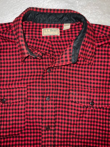 Vintage LL BEAN Classic Red/Black Flannel ~ 80% Wool 20% Nylon ~ USA ...