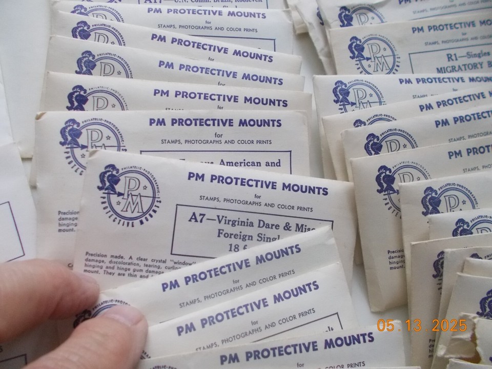 Large Lot of unused Stamp Hinges & 49 Packets PM Protective Stamp ...