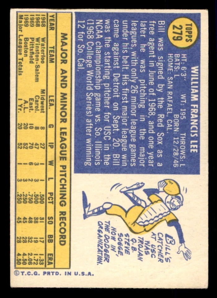 1970 Topps Baseball #279 Bill Lee GD *e2 | eBay