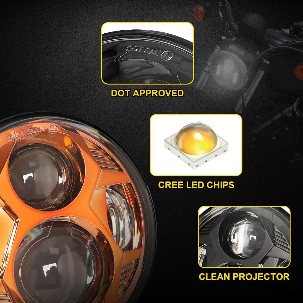 Harley Davidson 5 3/4" LED Copper Headlight Daymaker for Dyna Sportster ...