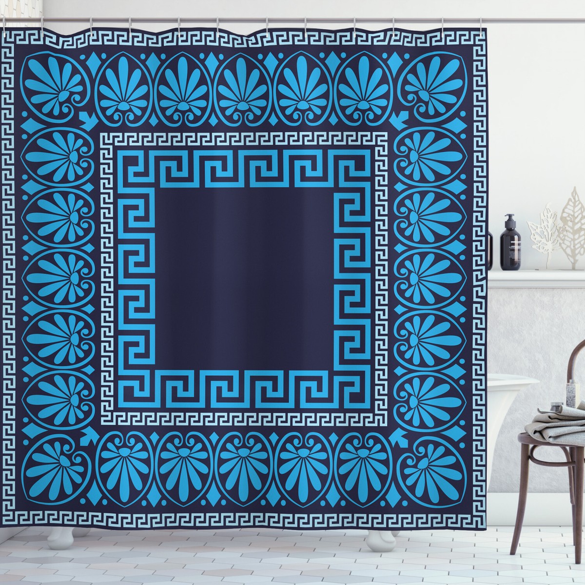 Greek Key Shower Curtain Departments Kashi Sage Greek Key 15 Piece