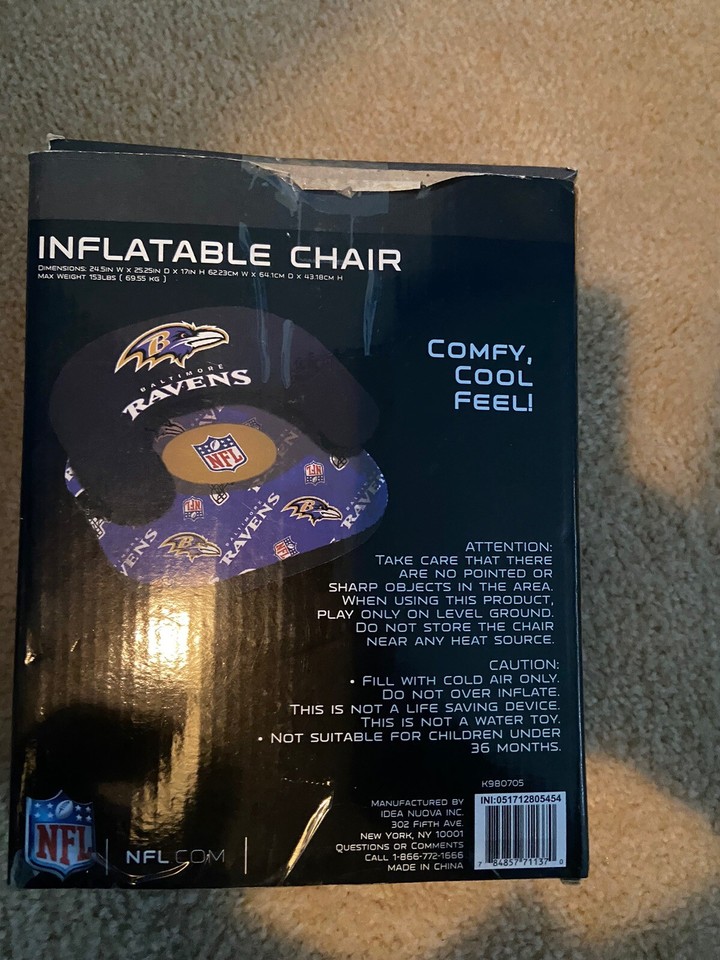 New Only Tested Baltimore Ravens NFL Inflatable Chair Logo AUTHENTIC ...