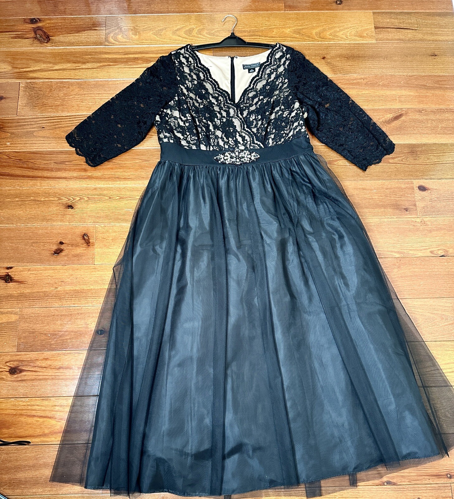 Jessica Howard Black Lace Formal Full Length Dress Plus Women’s 16W ...