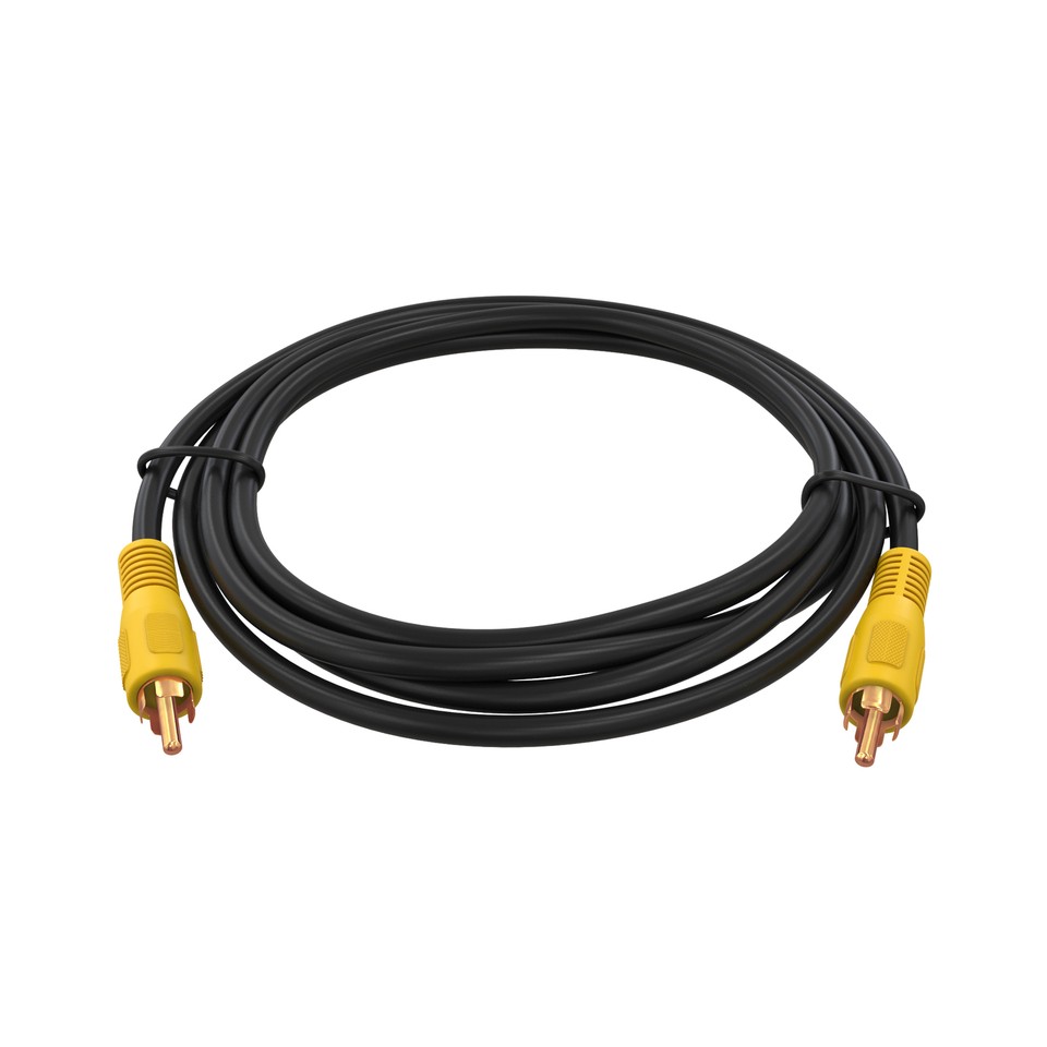 Single RCA Male to Male Cable Coax Audio/Video Cord Composite Yellow ...