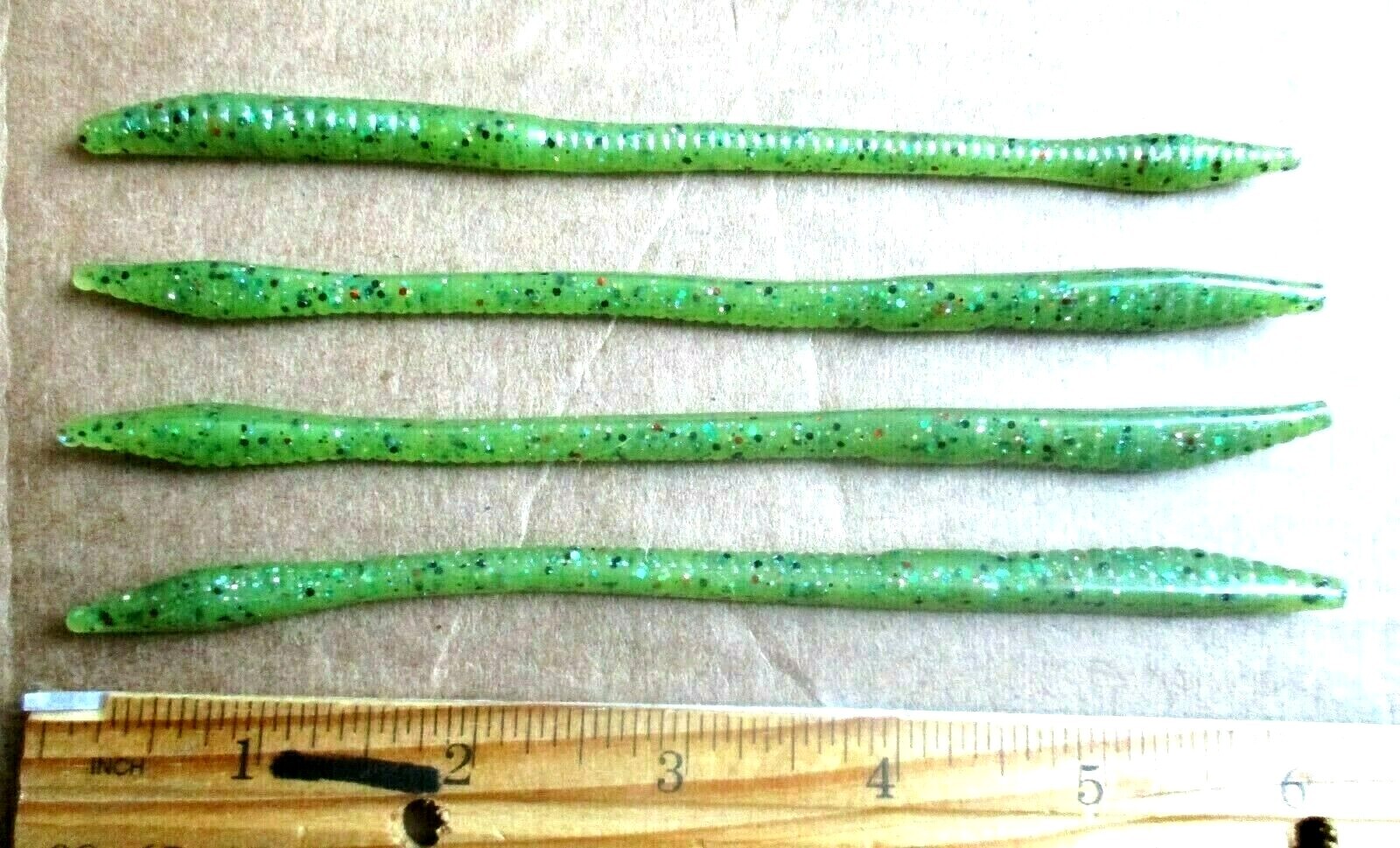 25ct WATERMELON MAGIC 6" TRICK WORMS Bass Fishing Baits Shaky Worm ...