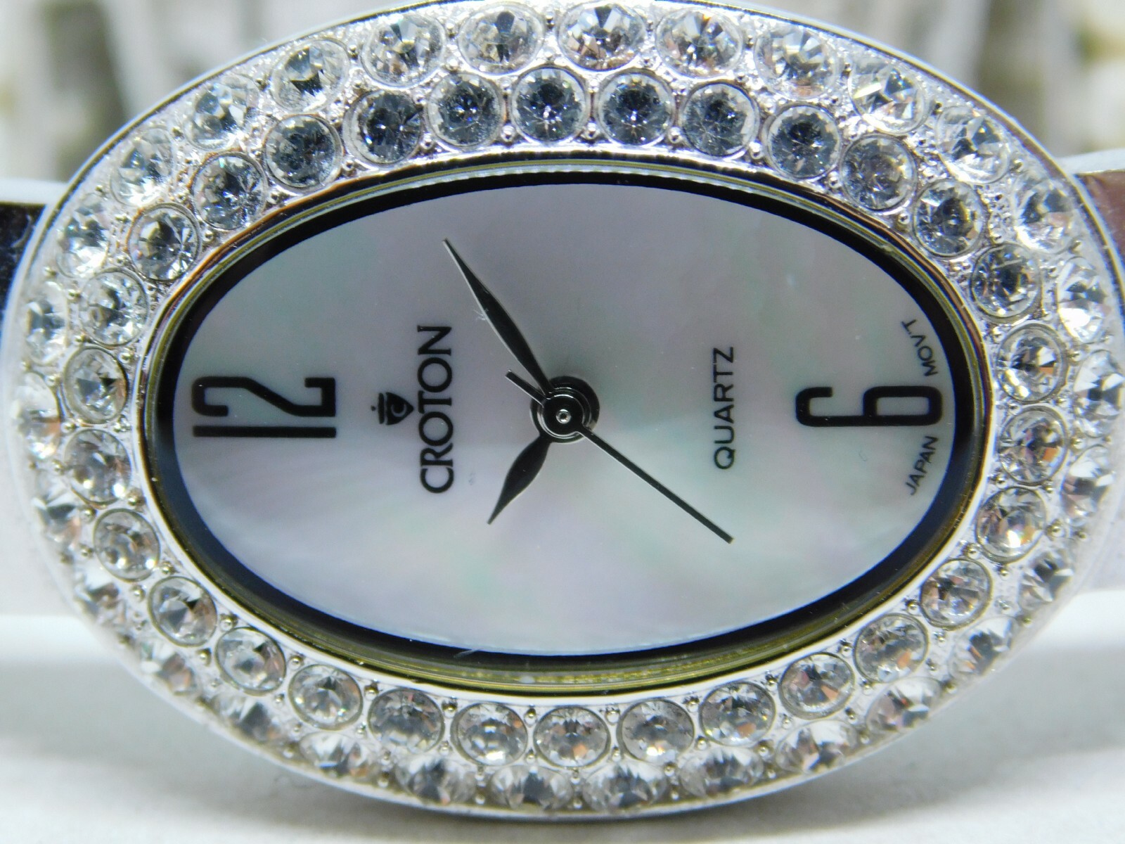 Croton Crystals Inlay Case Genuine Pearl Women's Sz. 6 1/2" Watch New ...