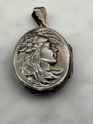 Vintage Sterling Silver 925 Cameo Locket Pendant Necklace Oval | eBay