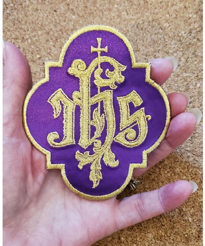 IHS - Iota-Eta-Sigma Christogram - Iron On Patch - Purple W/ Gold 4"H ...