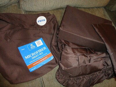DAN RIVER TWIN MICROFIBER WRINKLE RESISTANT BROWN 3 PIECE TWIN SHEET ...