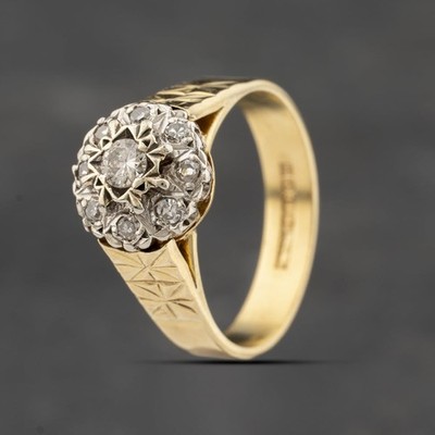 Second Hand Vintage 18ct Yellow Gold 0.25ct Diamond Cluster Ring ...