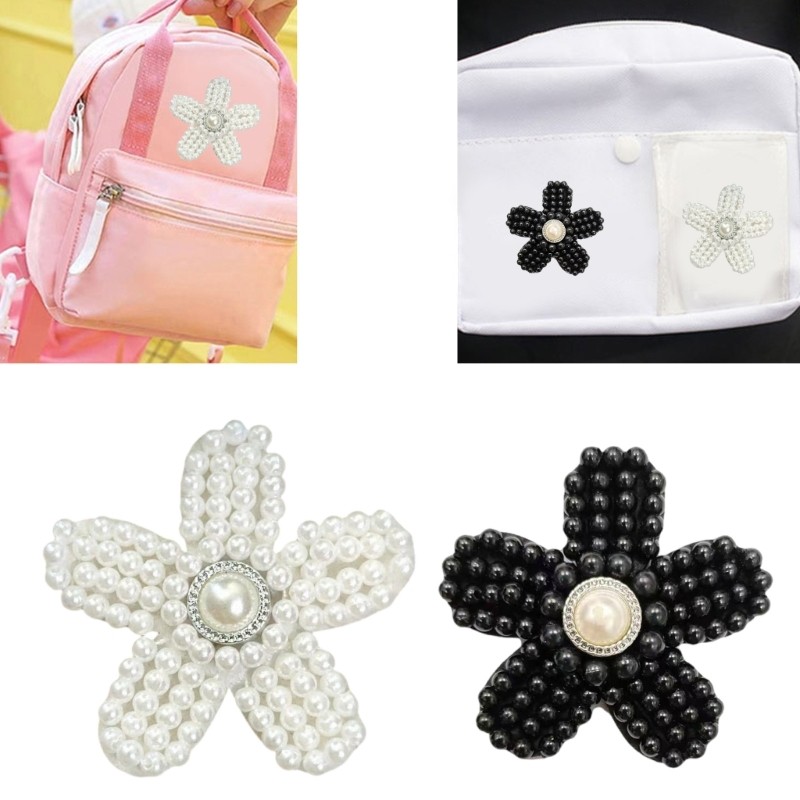 10 Pcs Flower Shaped Sewing Patches Imitation Pearls Flower Patches for ...