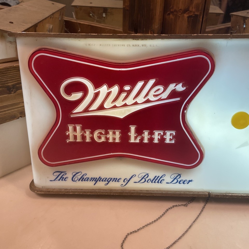 1957 Miller High Life Lighted Bar Advertising Clock Sign | eBay