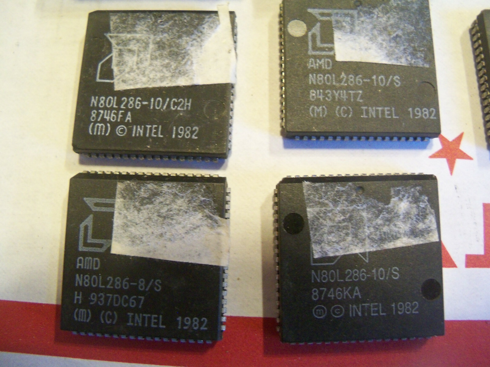 lot of 7 286 Microprocessor chips 4pc AMD N80L286-10 and 3pc Intel ...