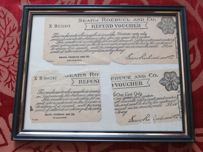 Early 1900 Sears Roebuck & Co Refund Vouchers XB 908792 One Cent 121481 ...