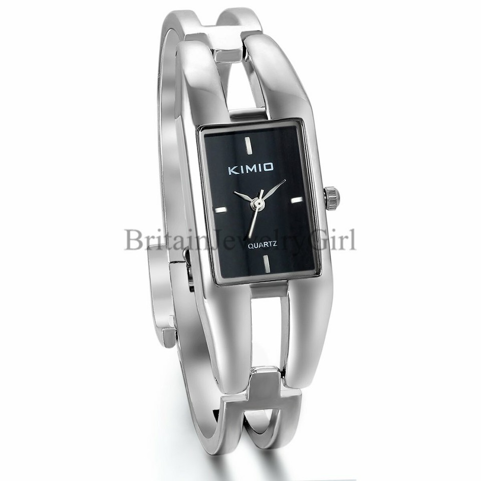 Womens Ladies Fashion Square Dial Quartz Analog Bangle Bracelet Wrist ...
