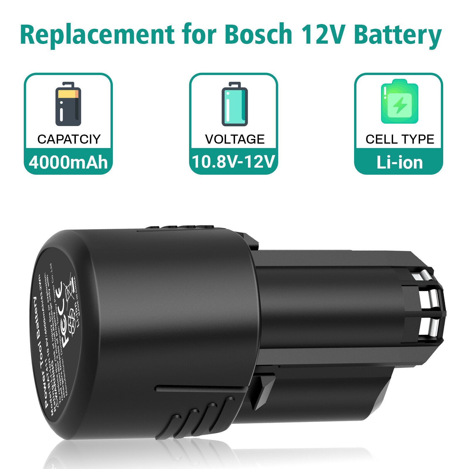 For BOSCH BAT411A 10.8V/12V Max 4.0Ah Lithium-Ion Battery BAT411 BAT413 ...