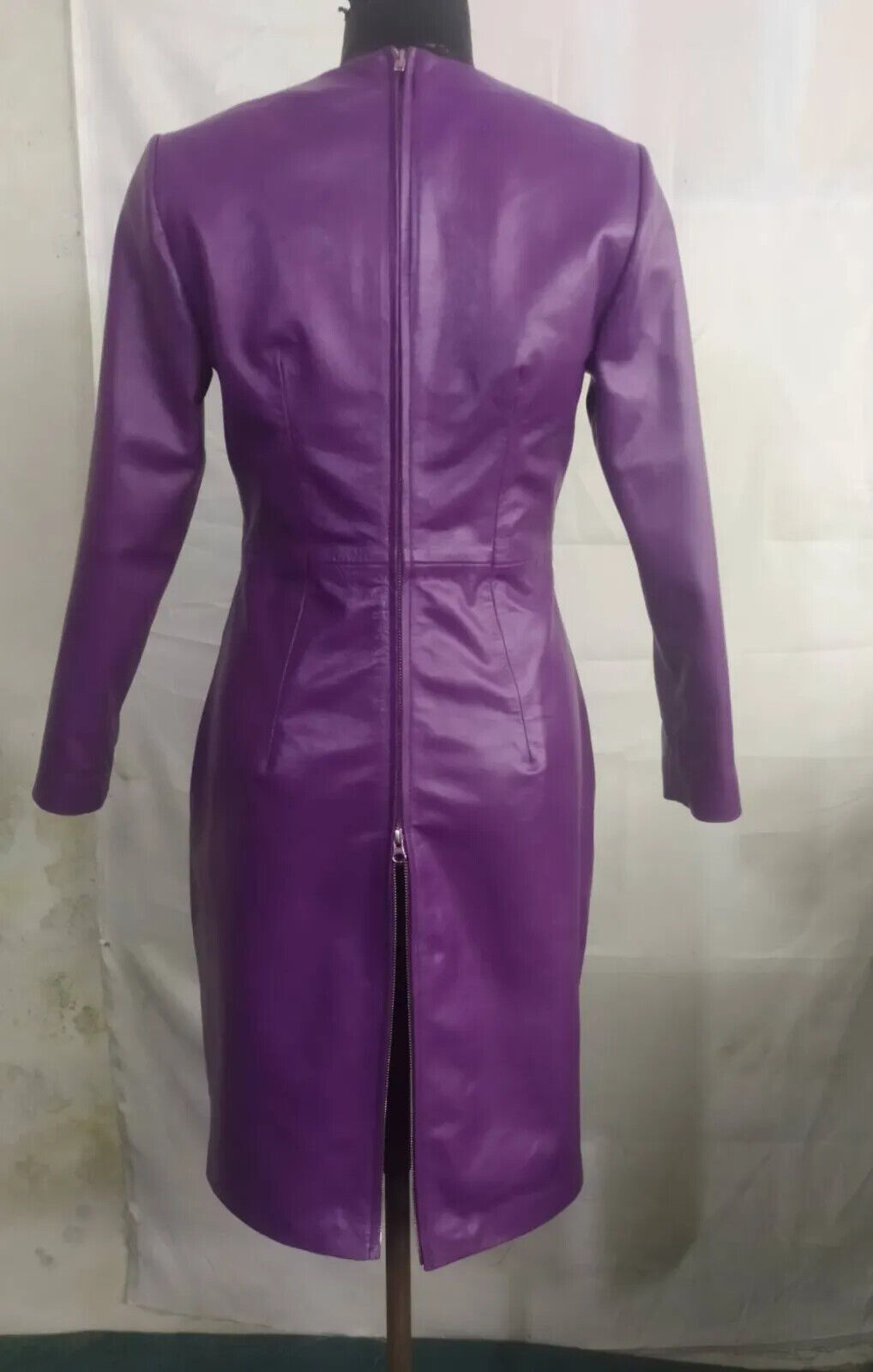 HOT! Women's Purple Leather Dress Genuine Soft Lambskin Slim Fit Ladies ...
