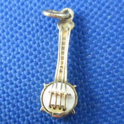 VINTAGE STERLING SILVER ENAMEL VERMILE BANJO CHARM | eBay