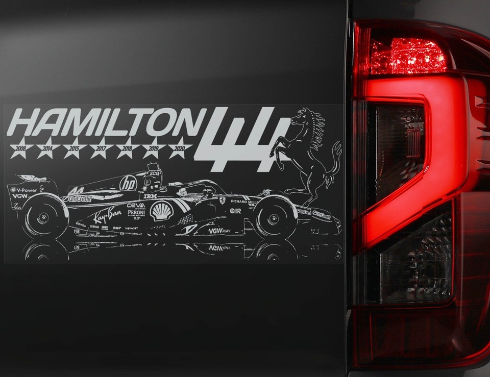 LEWIS HAMILTON 44 Sticker, Scuderia Ferrari F1 Car Window Decal Laptop ...