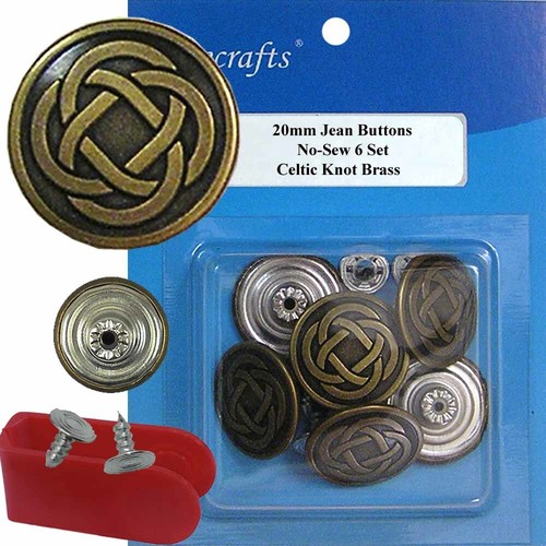 20 mm No-Sew Brass Replacement Jean Tack Buttons (20W336) 6 CT. w/Tool ...