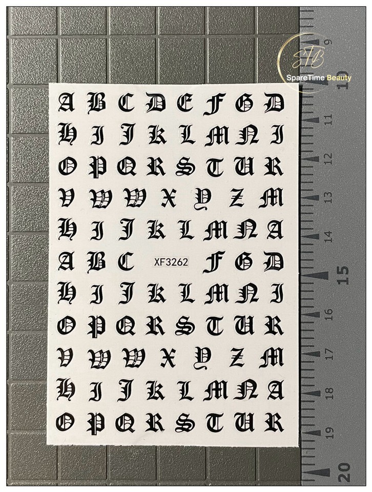 Art Latin Roman English Alphabet Letters Numbers 3D Nail Art Sticker 9 ...