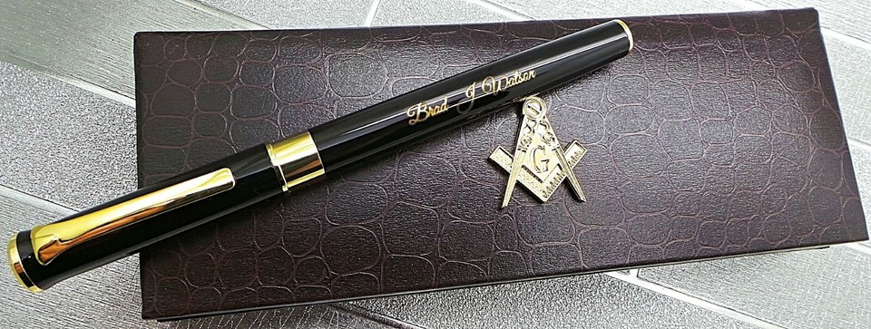 Personalised FREEMASON MASONIC Pen Luxury 24k Gold Clad Gift Set ...