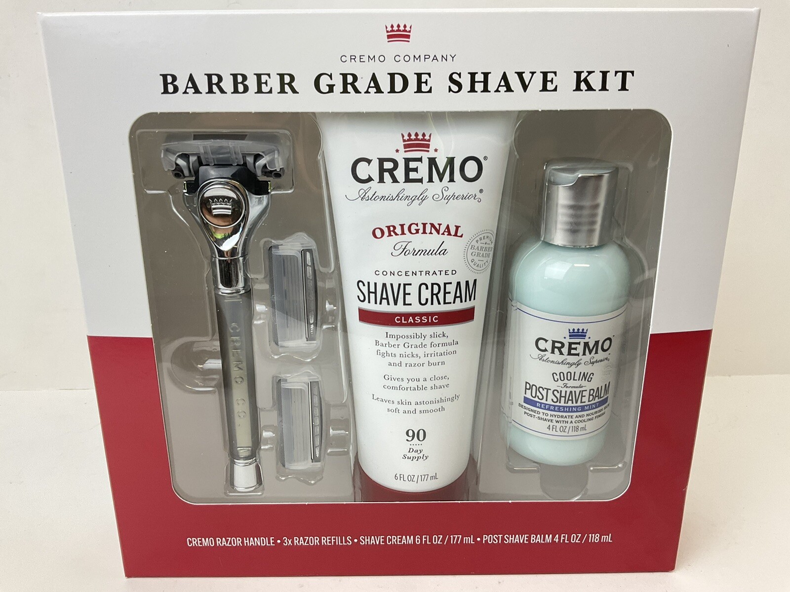 Cremo Barber Grade Shave Kit Gift Bundle Razor Cream After Shave & 3 ...