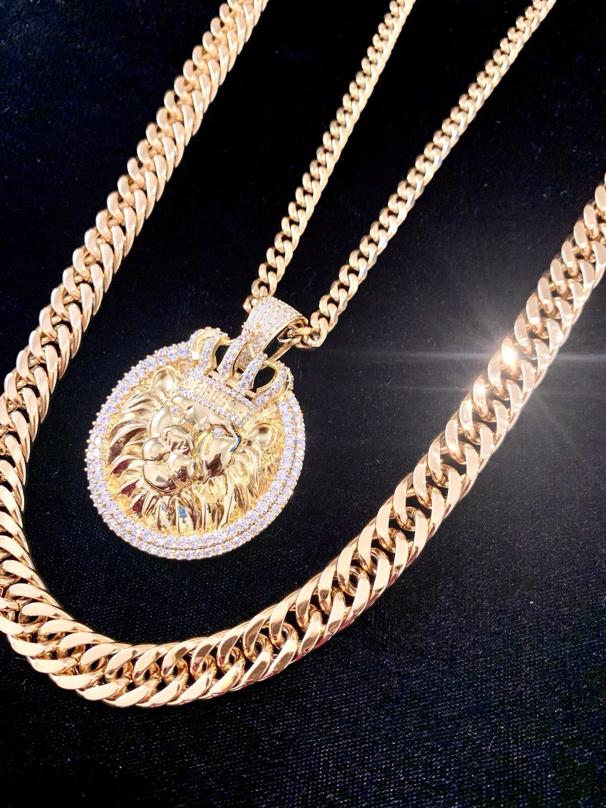 Solid 18K Gold Lab Diamonds LION KING Pendant Chain Necklace LIFETIME ...