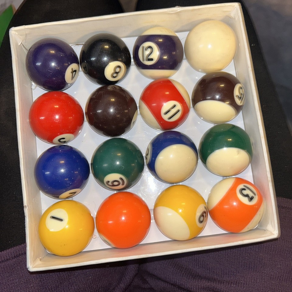 Set of 16 Victor Miniature Small Mini Pool Balls Billiard 1 1/4 ...