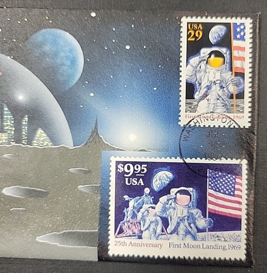 US FDC Ron Beller Cachet Hand-Painted Scott 2841 - 2842 July 20, 1994 ...