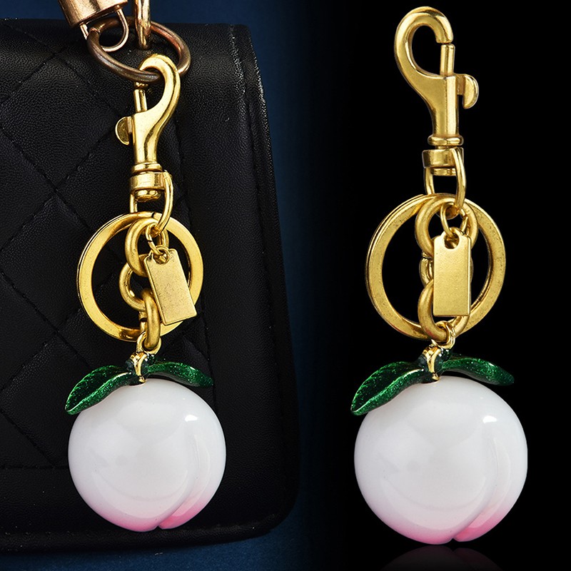 Peach Bag Charm Keychains Peach Accessories Gifts Cute Fruit Keyring NN ...