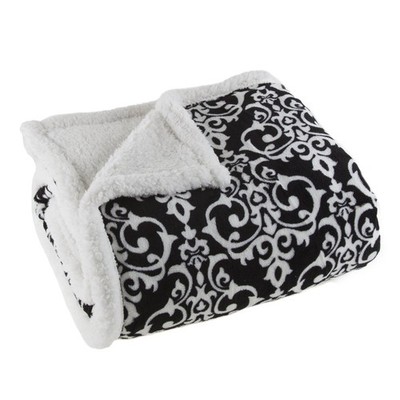 Reversible Fleece Blanket - 50-Inch x 60-Inch Machine-Washable Sherpa ...