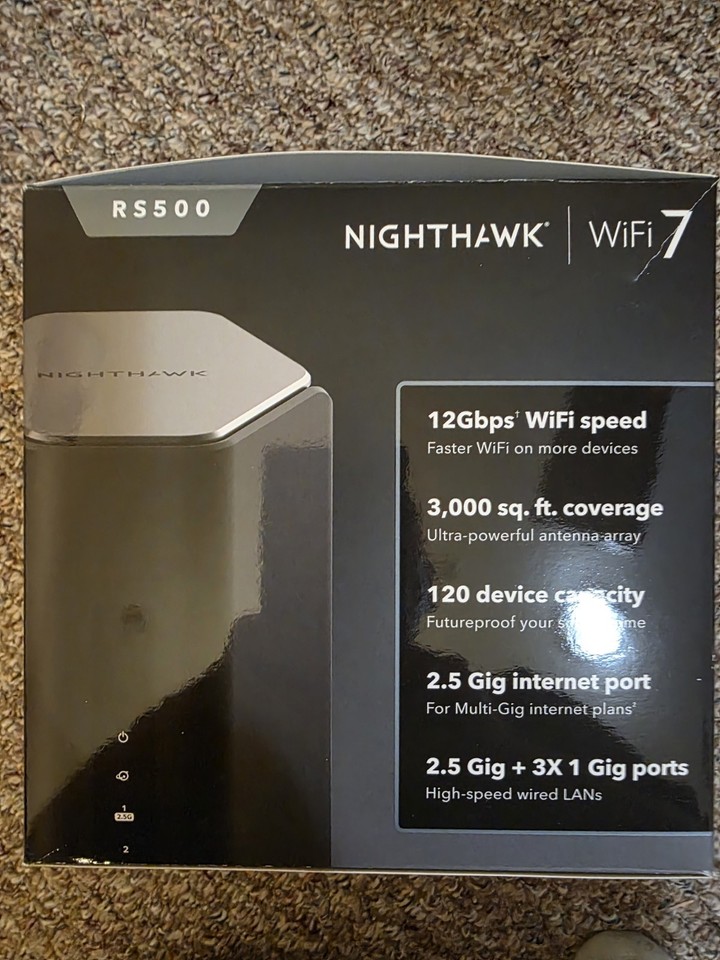 Netgear Nighthawk RS500 BE12000 WiFi 7 Router 12Gbps 6Ghz Tri-Band 2 ...