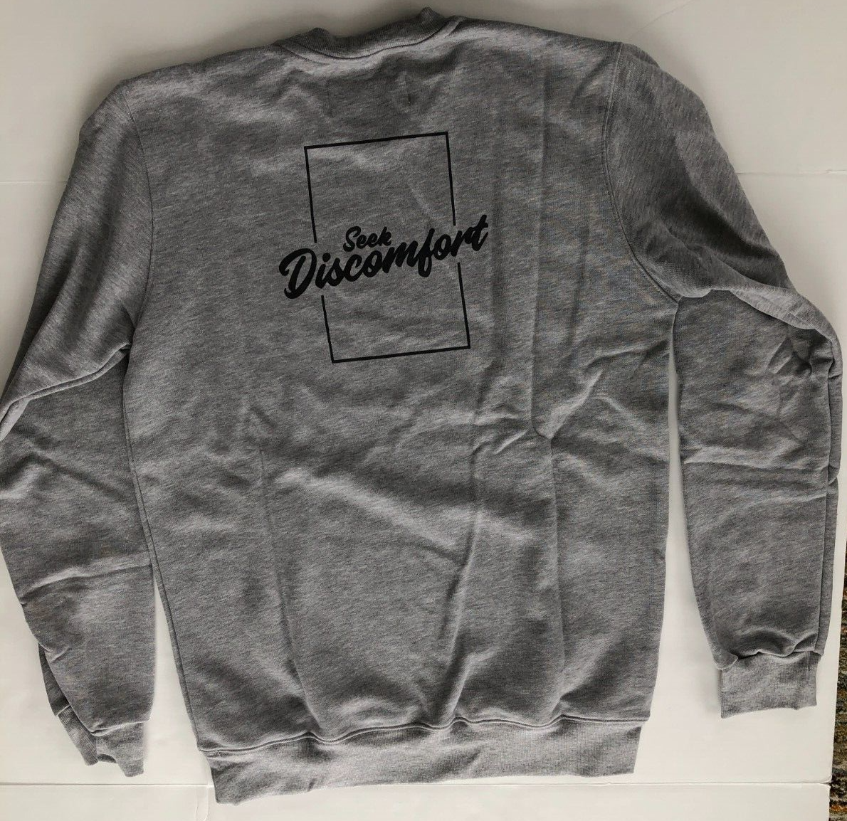 Seek Discomfort Yes Theory Mens Pullover Sweatshirt Size L Heather Gray ...