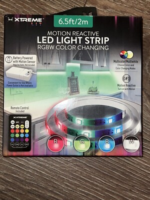 6.5Ft Indoor Motion Activated RGBW Color-Changing LED Light Strip ...