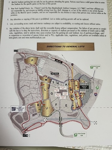 Gold Lot NY Giants vs. Tampa Bay Buccaneers Parking Pass ONLY Nov. 24th ...