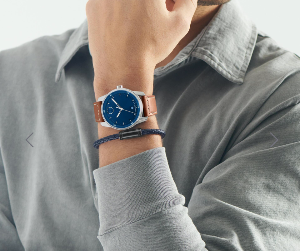 Movado Bold Verso 3600944 Blue Dial Brown Leather Swiss Watch 42mm ...