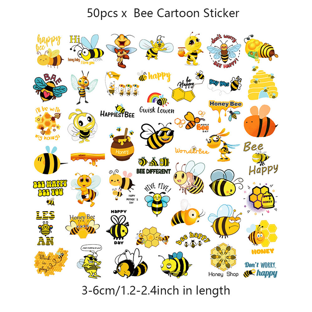 For Kids Wall Decals Windows DIY Craft Bee Cartoon Sticker Waterproof ...