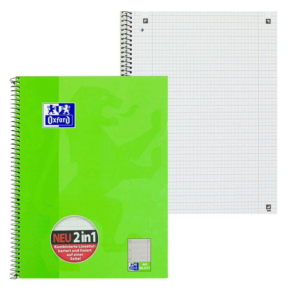 Collegeblock Schulblock Block Oxford A4+ kariert liniert mit Rand 80 ...