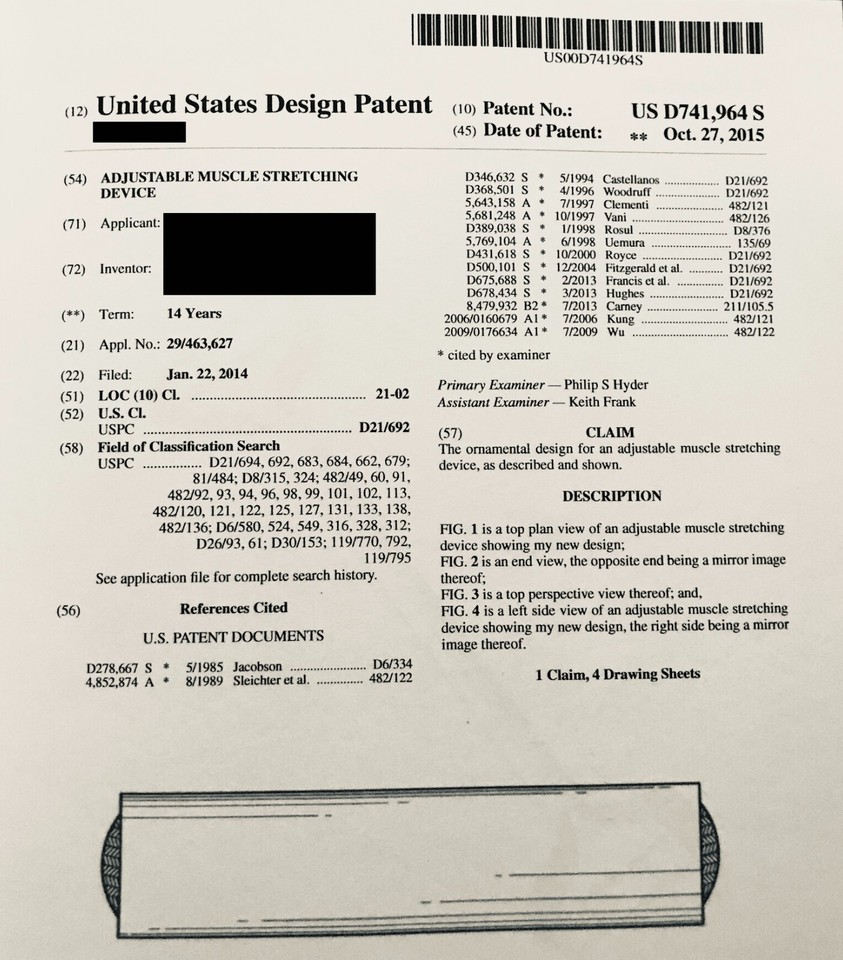 US Patent for Sale Adjustable Stretching Device | eBay