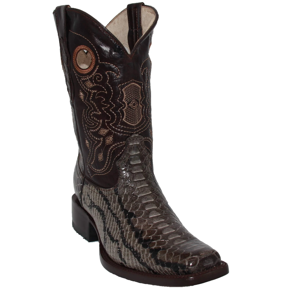 The Western Shops Mens Genuine Leather Python Snake Print Square Toe ...