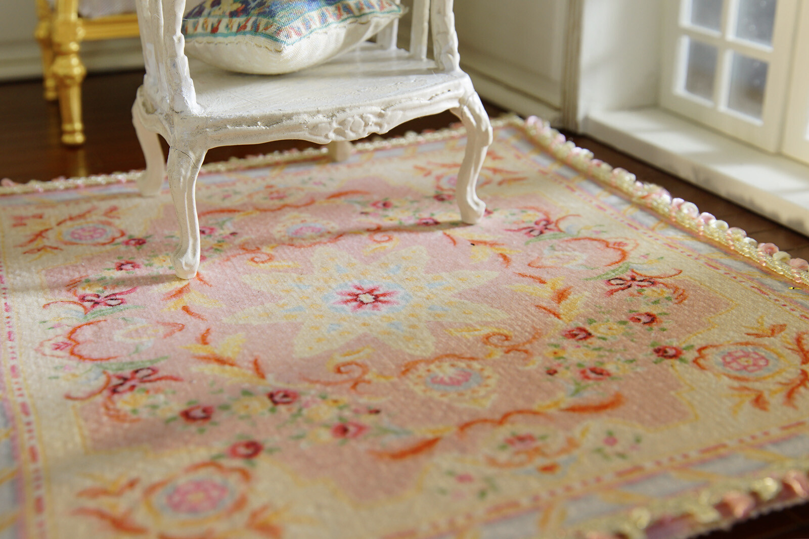 Stunning French Aubusson Design Pastel Pink Dollhouse Miniature Lace ...