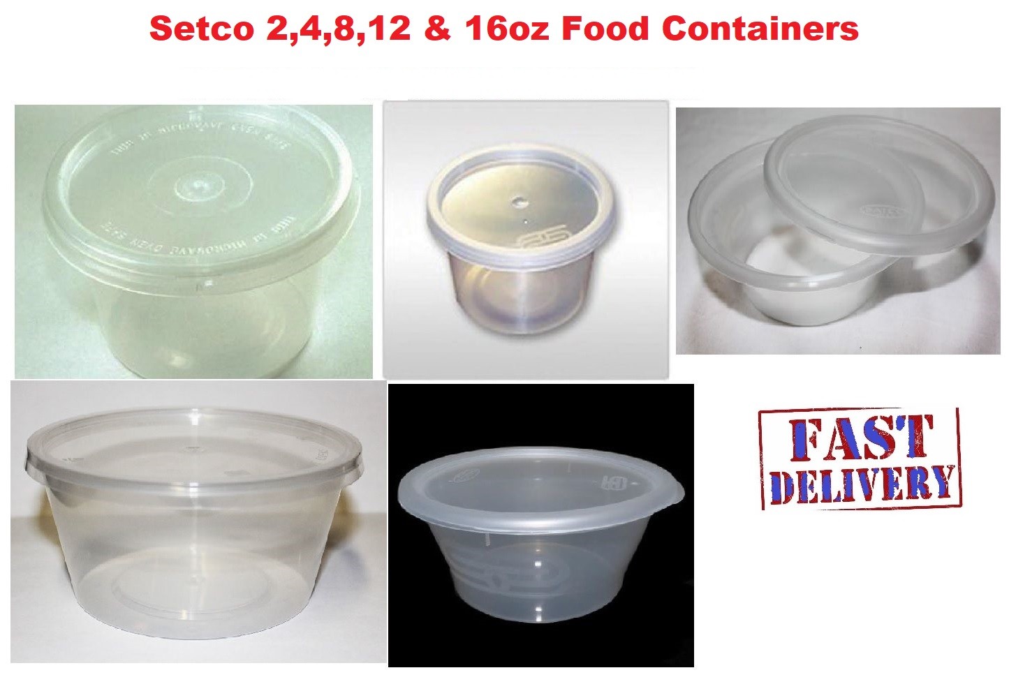 Round Setco Food Containers Plastic Clear Storage Tubs & Lids Deli Pots ...