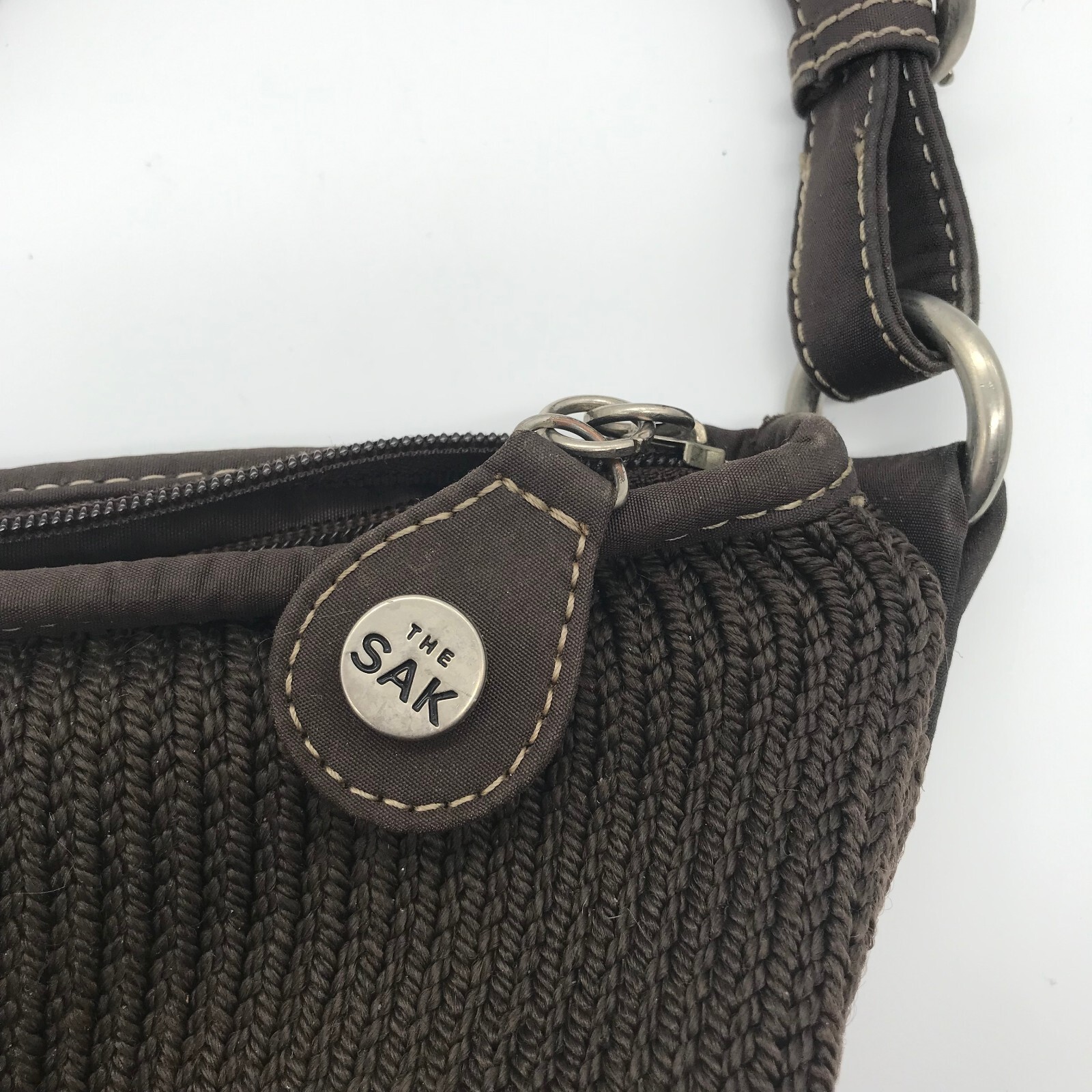 The Sak Womens Medium Brown Purse Woven Crochet Knit Shoulder Bag ...