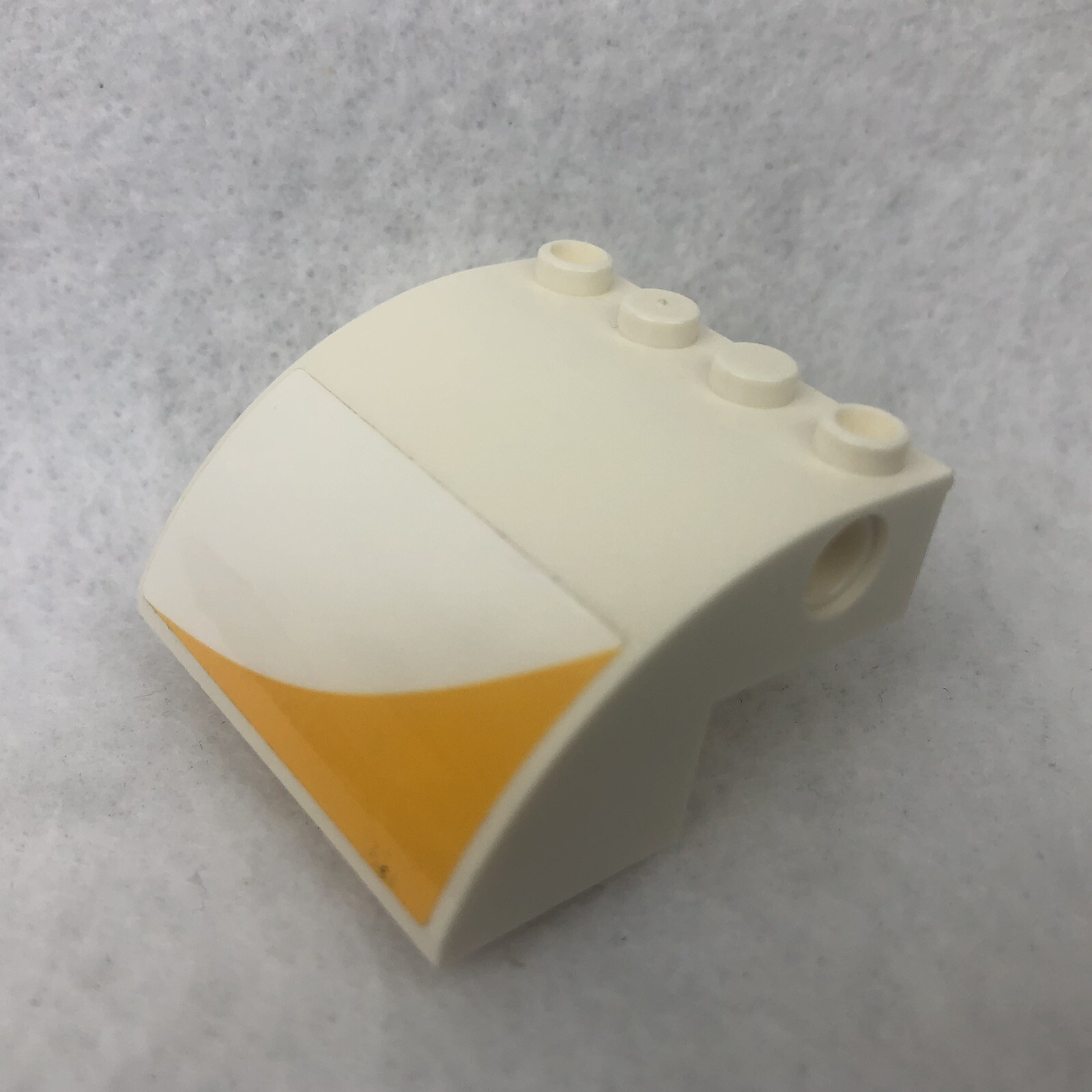 LEGO 61487pb13L White Slope, Curved 4 x 4 x 2 W/ Holes & Corner Stripe ...