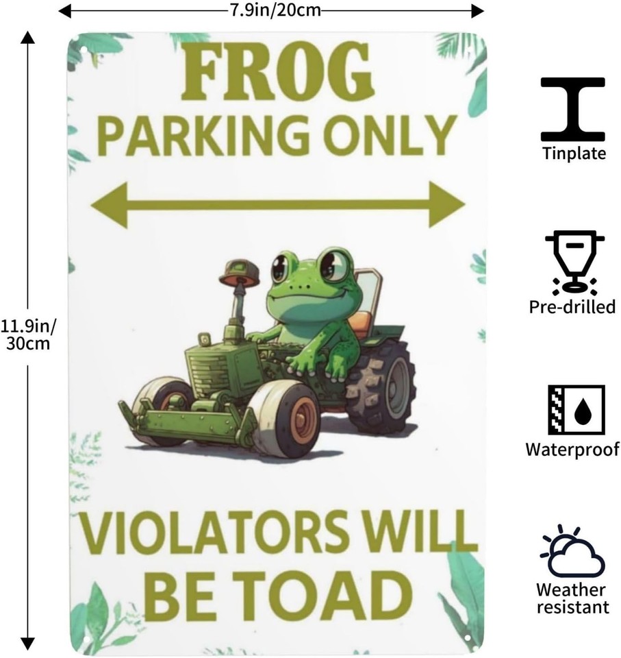 Frog Parking Toad Tin Metal Sign Vintage Garden Wall Decor 8x12 | eBay