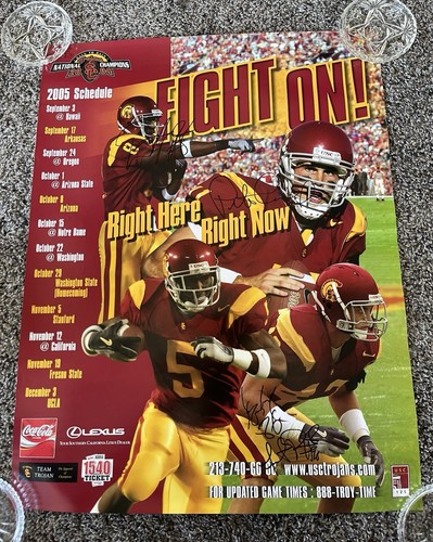 USC*MULTI*SIGNED*AUTOGRAPHED*POSTER*PETE CARROLL*JARRETT*BYRD*RUCKER ...
