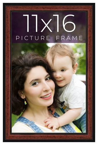 11x16 Frame Executive Brown Round Mahogany Finish Solid Wood Picture ...