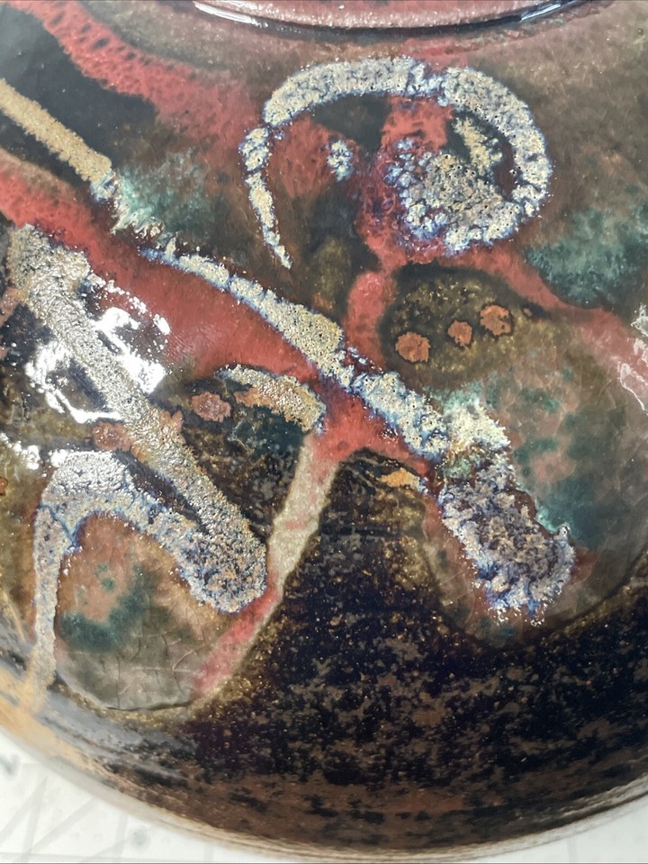 Large Abstract Studio Art Pottery Vase 10” Diameter 9” Tall (L2) | eBay UK